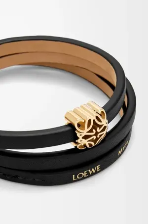 Loewe Calf Leather Anagram Bracelet - Black
