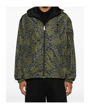 Prada Hooded Zip-up Jacket With Printed Interior - Black