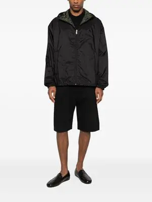 Prada Hooded Zip-up Jacket With Printed Interior - Black