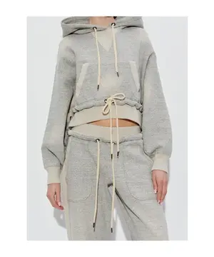 R13 Cinched Hem Popover Hoodie - Gray