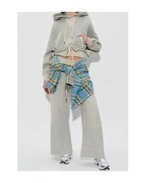 R13 Cinched Hem Popover Hoodie - Gray