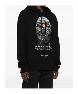 IH NOM UH NIT Graphic Printed Drawstring Hoodie - Black