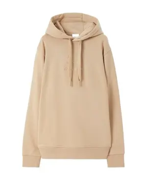 Burberry Equestrian Knight Embroidered Drawstring Hoodie - Nude