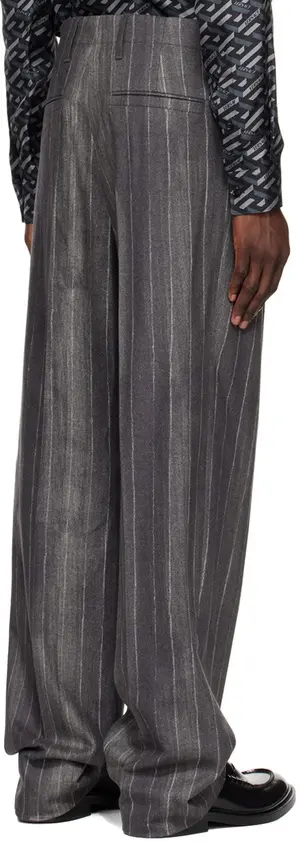Versace Pinstripe High-waist Tailored Pants - Black
