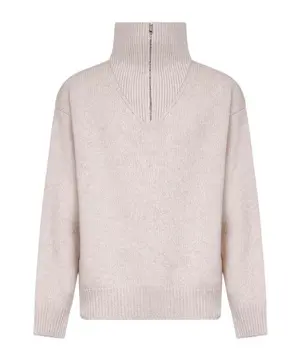 AUTRY Ribbed Half Zip Knitted Sweater - Pink