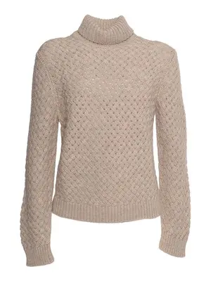 LARDINI Roll-neck Knitted Jumper - Nude