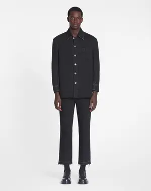 LANVIN Logo Patch Straight Leg Jeans