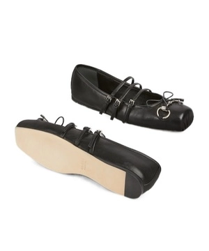 Gucci Horsebit Detailed Ballet Flats With Straps - Black