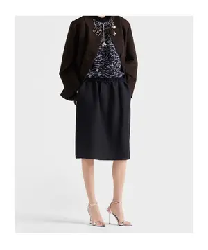 Prada Chevron Wool Midi Skirt