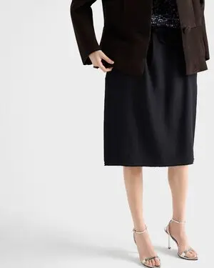 Prada Chevron Wool Midi Skirt