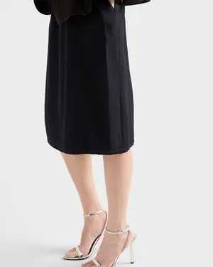 Prada Chevron Wool Midi Skirt