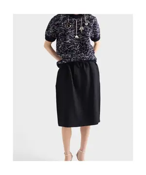 Prada Chevron Wool Midi Skirt