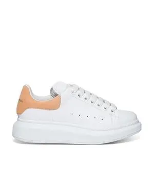 Alexander McQueen Oversized Leather Sneakers With Suede Heel Detail - White