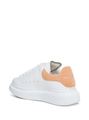 Alexander McQueen Oversized Leather Sneakers With Suede Heel Detail - White