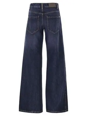 Brunello Cucinelli Wide Leg Denim Trousers With Jewellery Detail - Black
