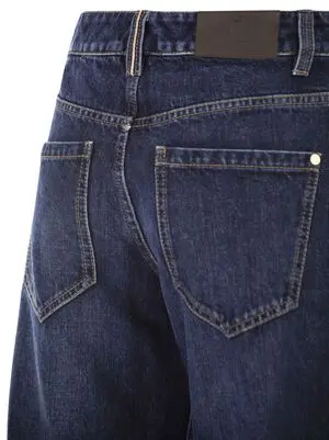 Brunello Cucinelli Wide Leg Denim Trousers With Jewellery Detail - Black