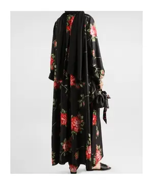 Dolce & Gabbana Rose Print Long Sleeve Dress