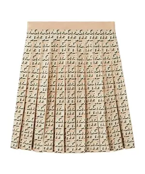 Tory Burch T Monogram Pleated Mini Skirt - Nude