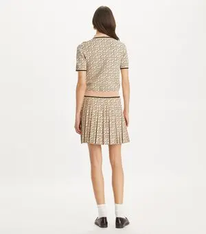Tory Burch T Monogram Pleated Mini Skirt - Nude