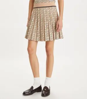 Tory Burch T Monogram Pleated Mini Skirt - Nude