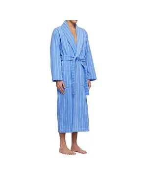 TEKLA Striped Bathrobe With Ties - Blue