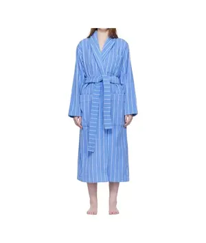 TEKLA Striped Bathrobe With Ties - Blue