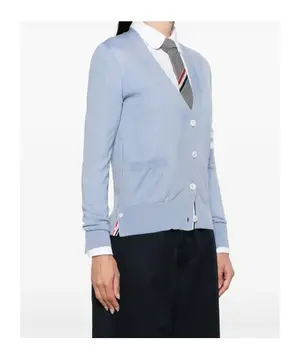 Thom Browne 4-bar V-neck Knitted Cardigan