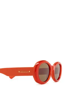 Gucci Oval Frame Sunglasses - Brown