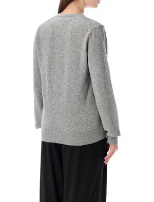Play Comme Des Garcon V-neck Long-sleeve Sweater With Heart Logo - Gray