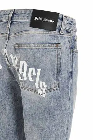 Palm Angels Logo-printed High Waist Jeans - Gray