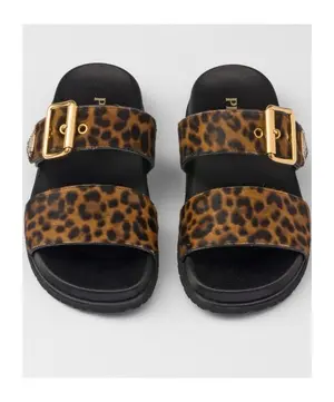 Prada Animal Print Buckled Sandals