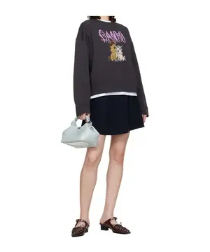 GANNI Isoli Jersey Sweatshirt With Graphic Print - Phantom Black