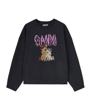 GANNI Ganni Isoli Jersey Sweatshirt With Graphic Print Phantom Color