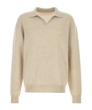 THE ROW Leach Mélange-effect V-neck Sweater - Nude
