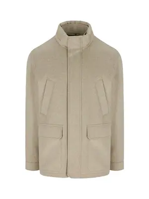 Zegna High Neck Long Sleeved Jacket