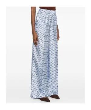 Max Mara X E. Marinella Printed Wide-leg Trousers - Blue
