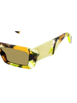 Gucci Rectangular Acetate Sunglasses - Brown