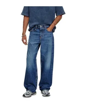 DIESEL® D-macro Low-waist Relaxed Jeans - Medium Blue