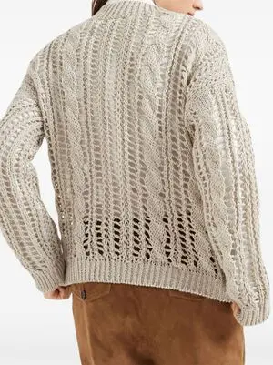 Brunello Cucinelli Cable Knit Mesh Jumper