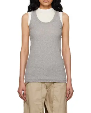 JIL SANDER Layered Crewneck Tank Top - Gray