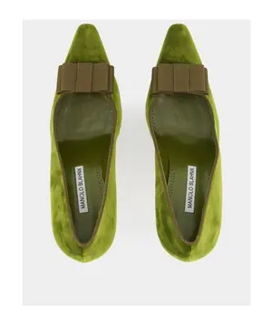Manolo Blahnik 90mm Pointed Toe Pumps With Bow Detailing - Green