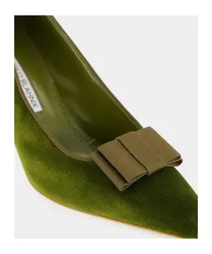 Manolo Blahnik 90mm Pointed Toe Pumps With Bow Detailing - Green