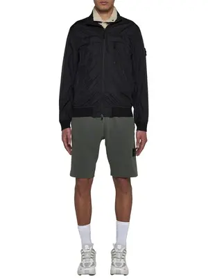 Stone Island Logo Patch Drawstring Bermuda Shorts