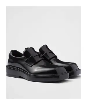 Prada Triangle-patch Slip-on Loafers - Black