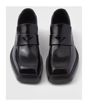 Prada Triangle-patch Slip-on Loafers - Black