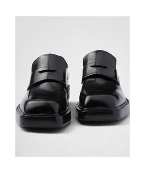 Prada Triangle-patch Slip-on Loafers - Black