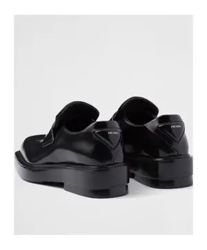 Prada Triangle-patch Slip-on Loafers - Black