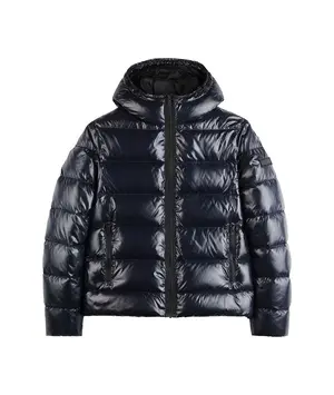 FAY Logo Patch Hooded Down Jacket - Black