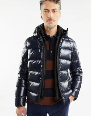 FAY Logo Patch Hooded Down Jacket