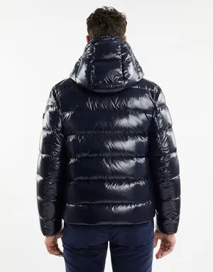 FAY Logo Patch Hooded Down Jacket